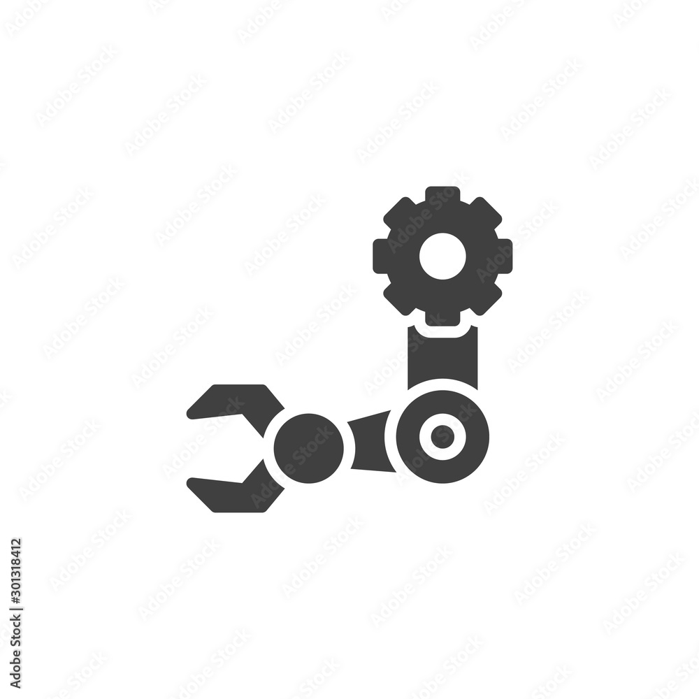 Robotic arm vector icon. filled flat sign for mobile concept and web ...
