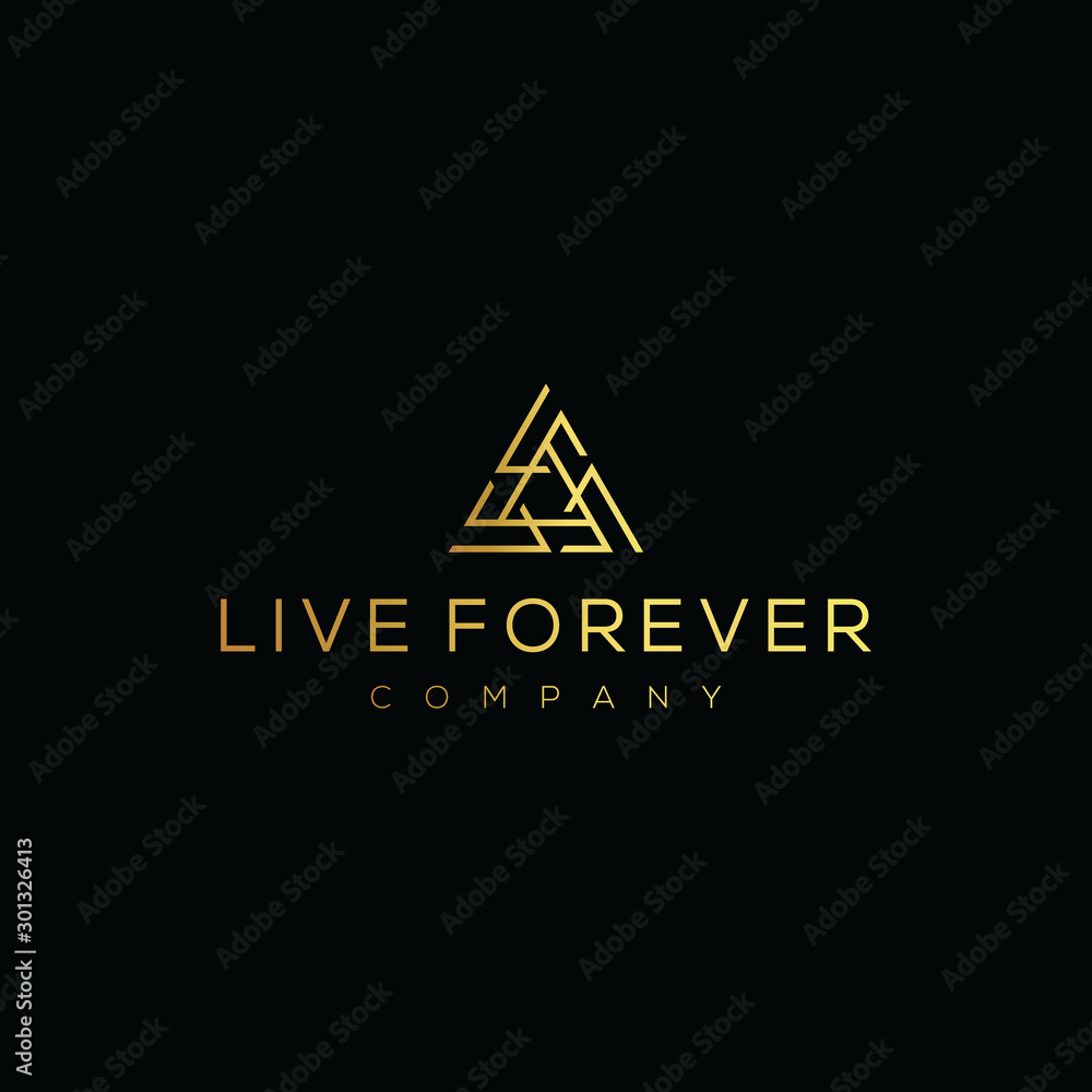 Initial letter lf logo with triangle line gold design vector template ...