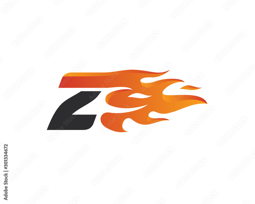 initial Z flame letter logo design vector, fire logo lettering design ...