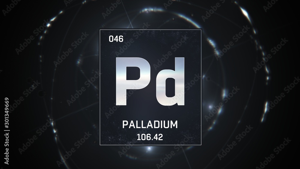 3D illustration of Palladium as Element 46 of the Periodic Table ...