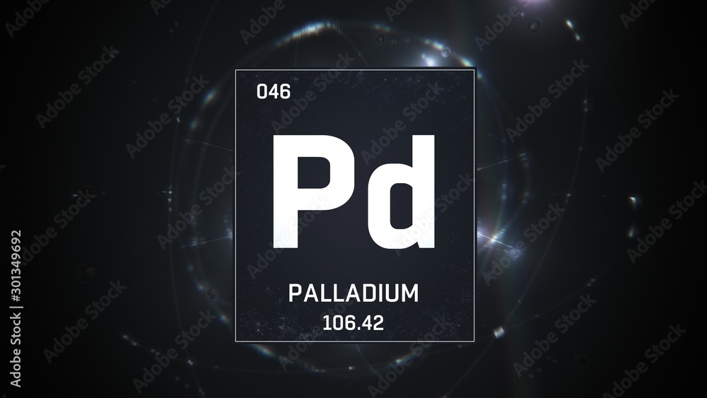 3D illustration of Palladium as Element 46 of the Periodic Table ...