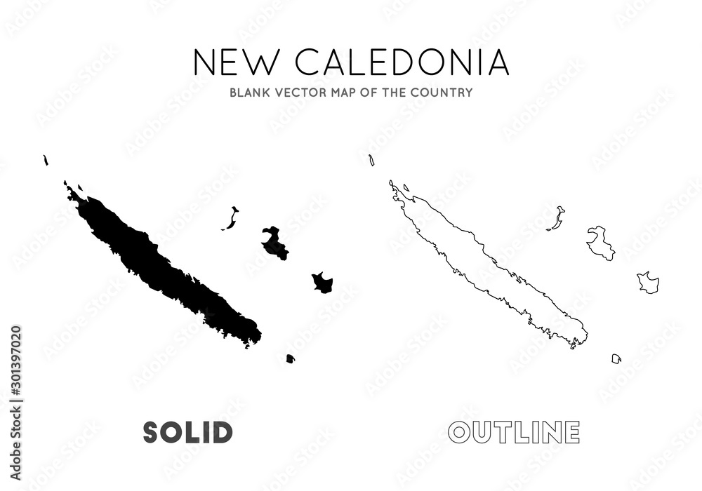 New Caledonia map. Blank vector map of the country. Borders of New ...