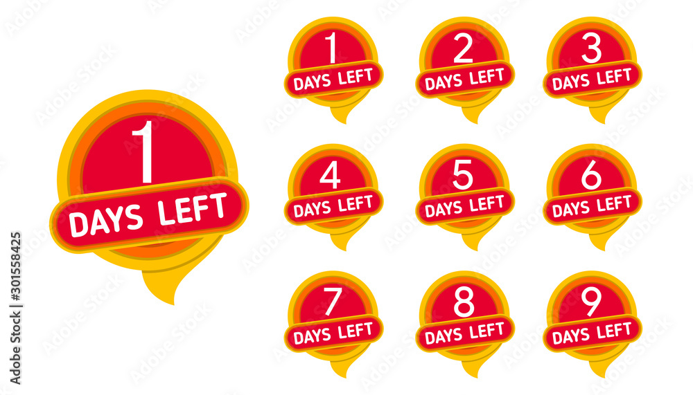 Number days left countdown vector illustration template, can be use for ...