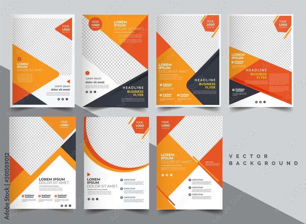 Brochure design, cover modern layout, annual report, poster, flyer set in A4 with colorful ...