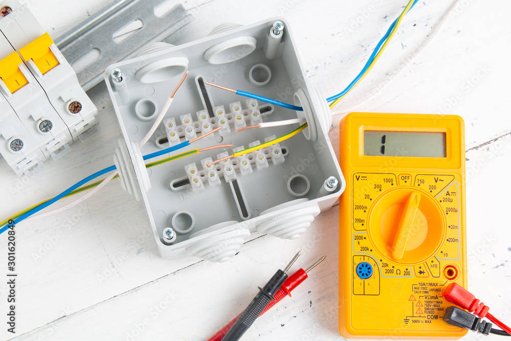 electrical outlet, switch, circuit breakers, cutting box and digital ...