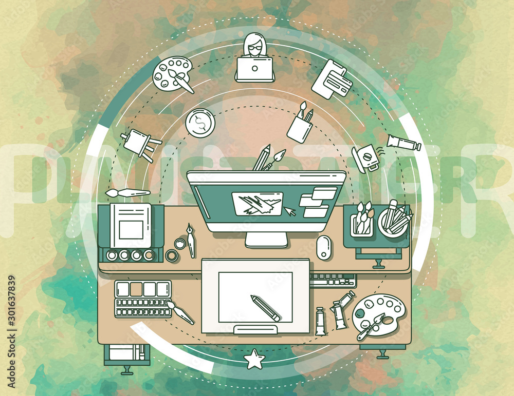 Promotional illustration for poster about illustrators and their ...