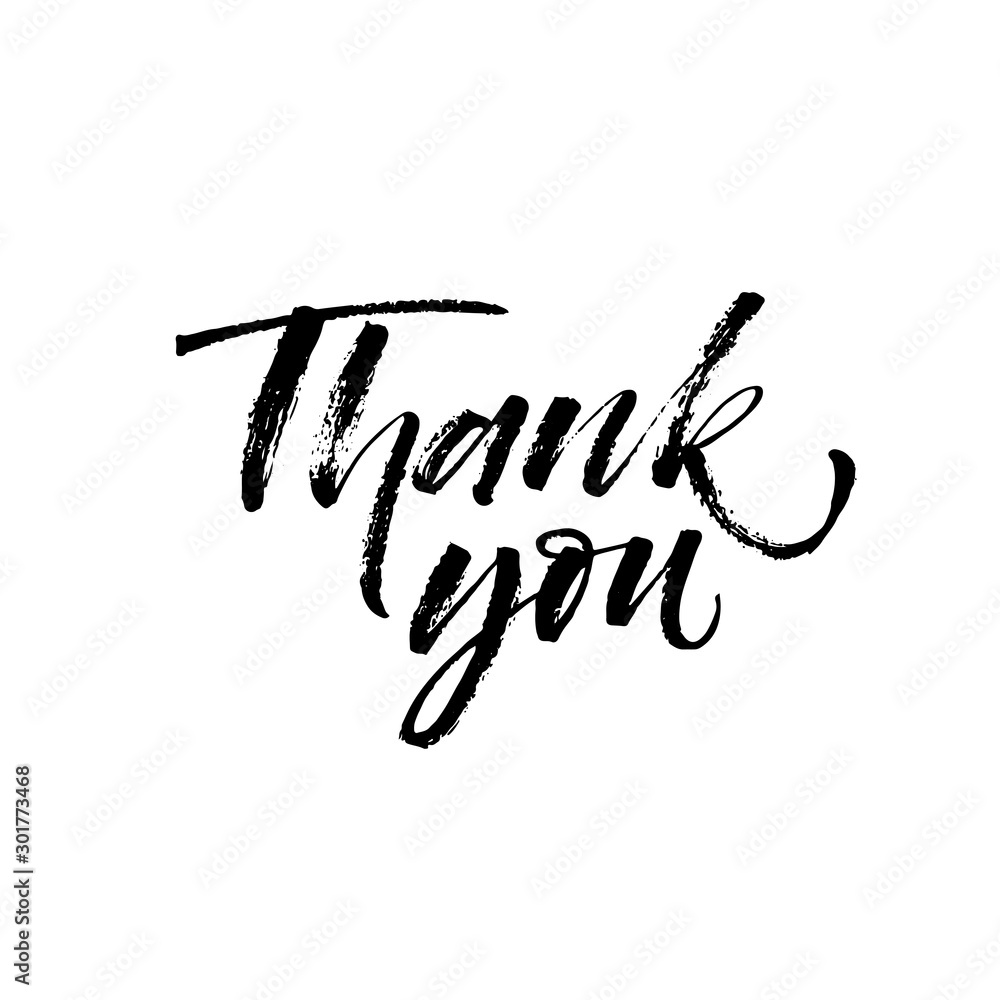 Thank you card. Hand drawn brush style modern calligraphy. Vector ...