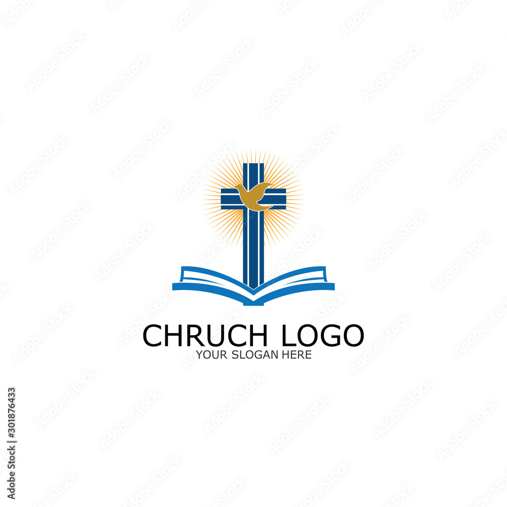 logo church.christian symbol,the bible and the cross of jesus christ ...