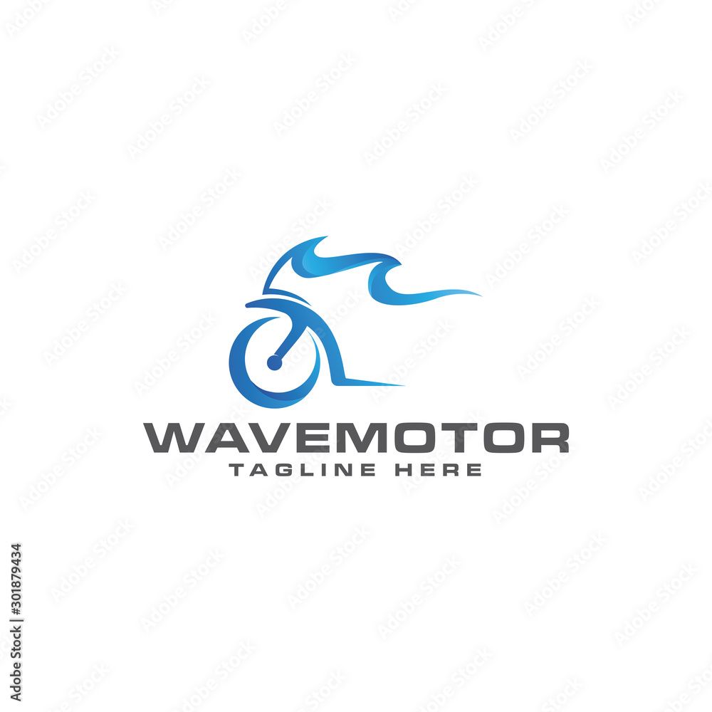 Wave Motorcycle Logo Vector Icon Illustration Stock Vector | Adobe Stock