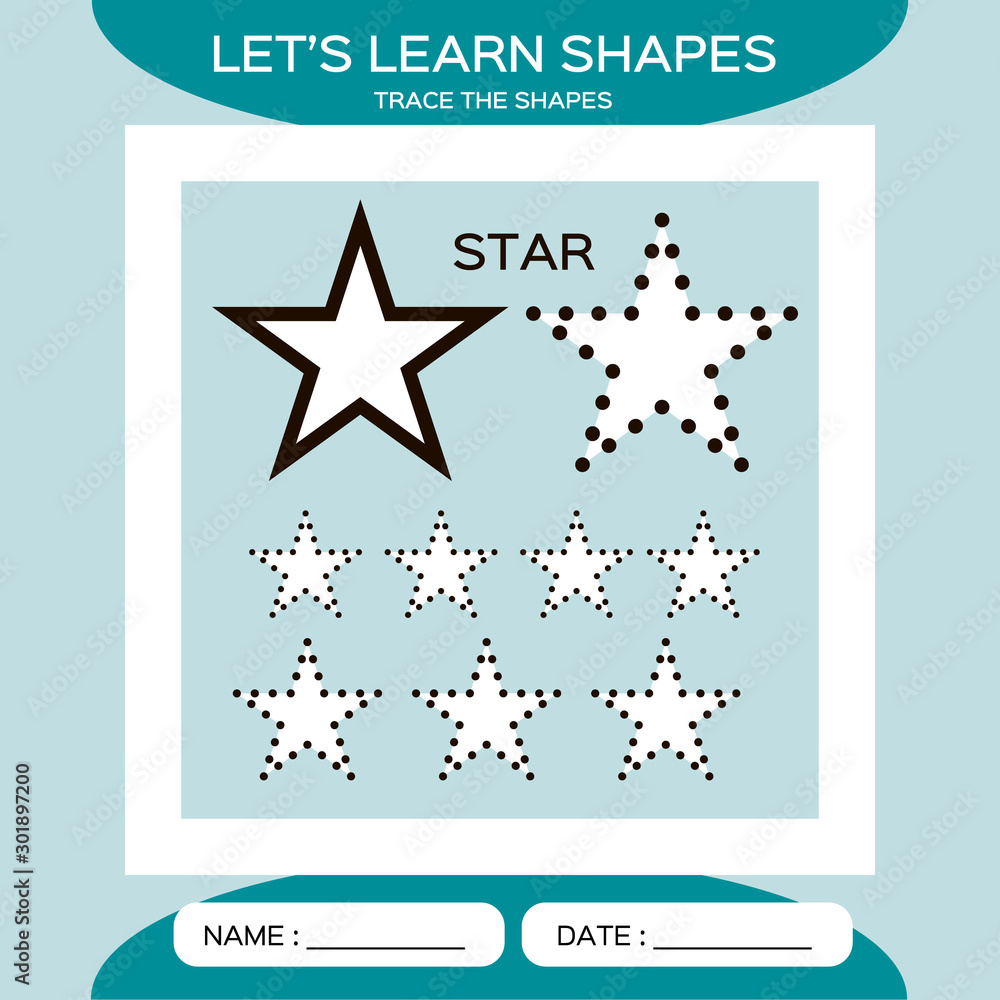 Learn Shapes. Star. Handwriting practice. Trace and write. Educational ...