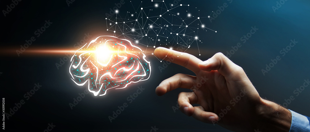Human brain activity with plexus lines Stock Photo | Adobe Stock