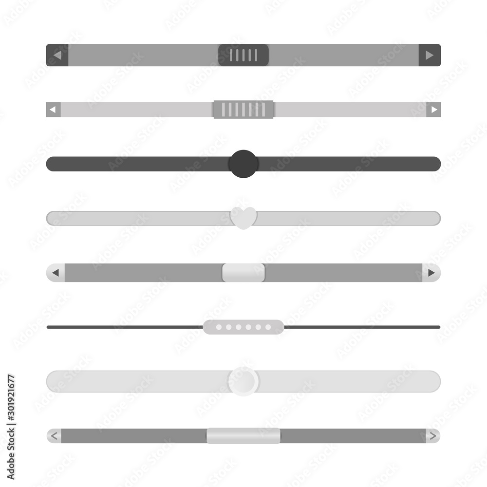 Scrollbars. Website design template scroll bars, computer ui scrolling ...