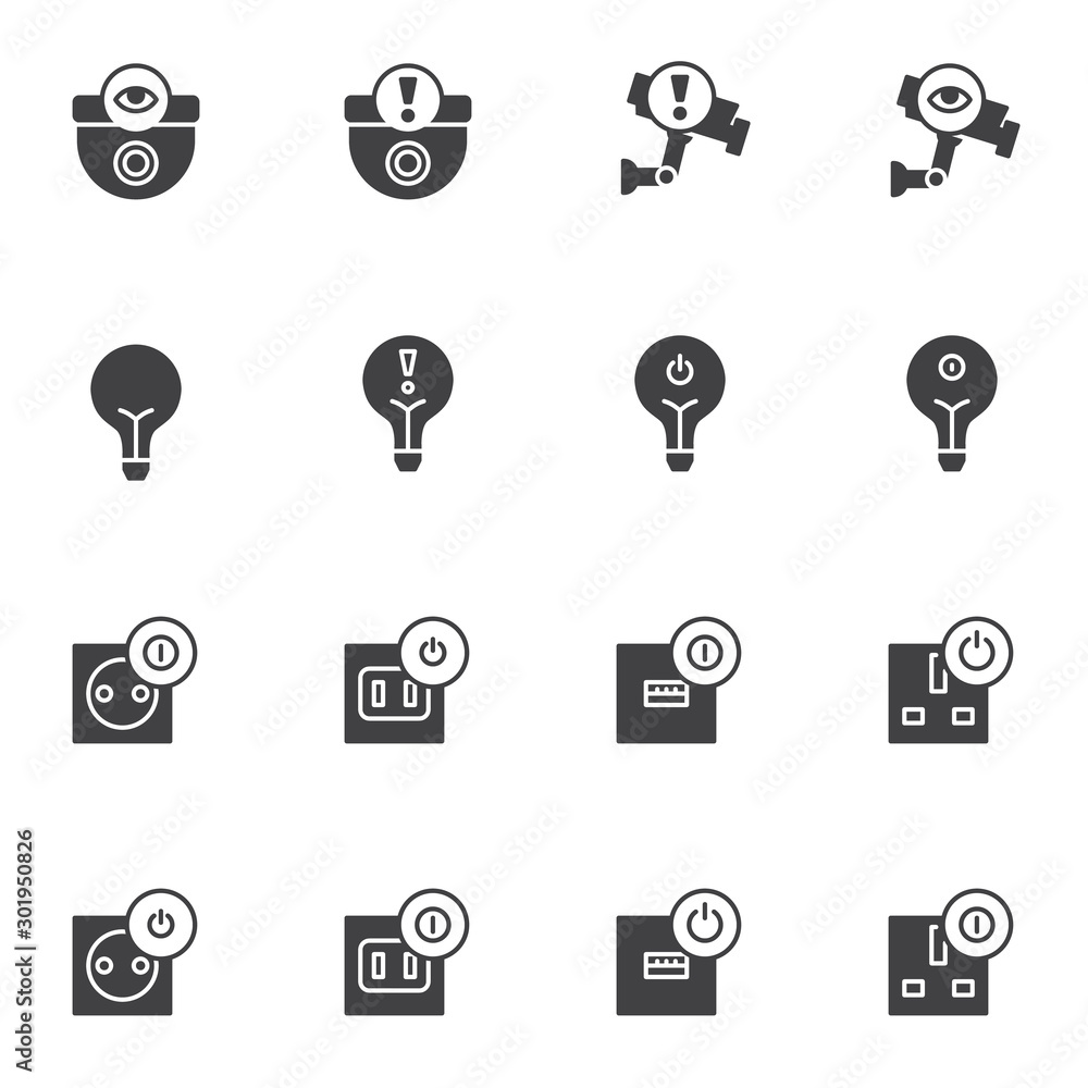 Home automation system vector icons set, modern solid symbol collection ...