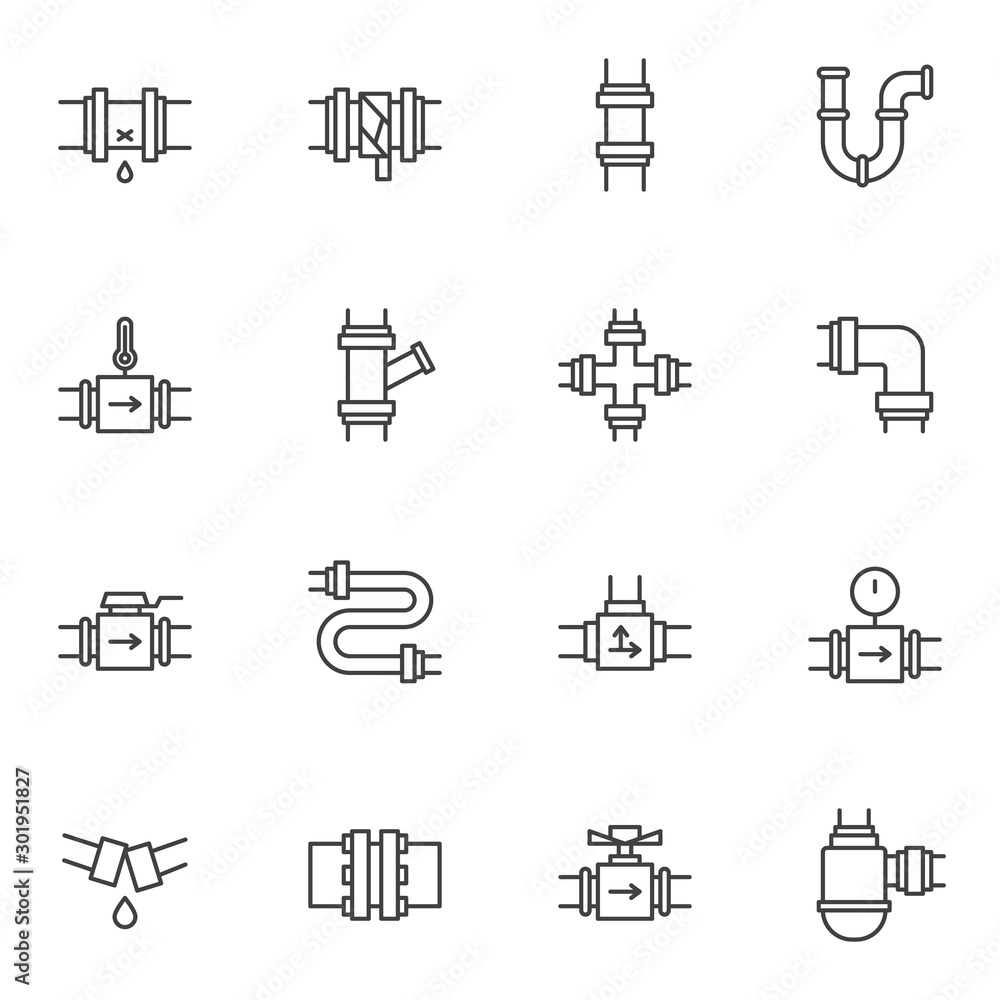 Vetor Plumbing line icons set. linear style symbols collection, outline ...