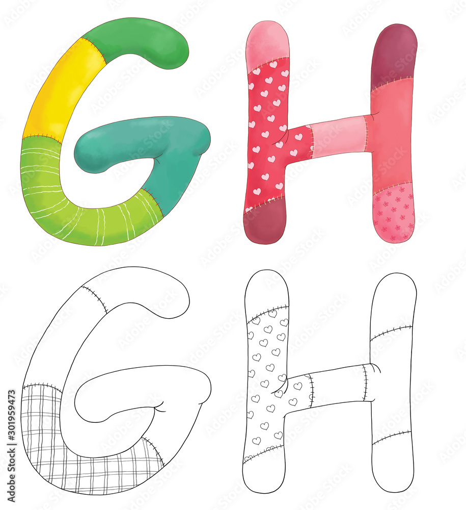 English alphabet. ABC. Coloring book. Coloring page. Cute and funny ...