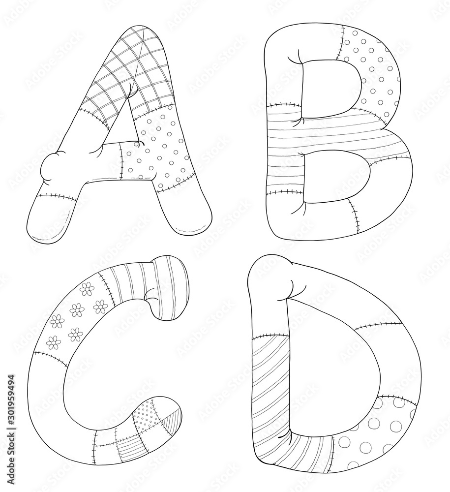 English alphabet. ABC. Coloring book. Coloring page. Cute and funny ...