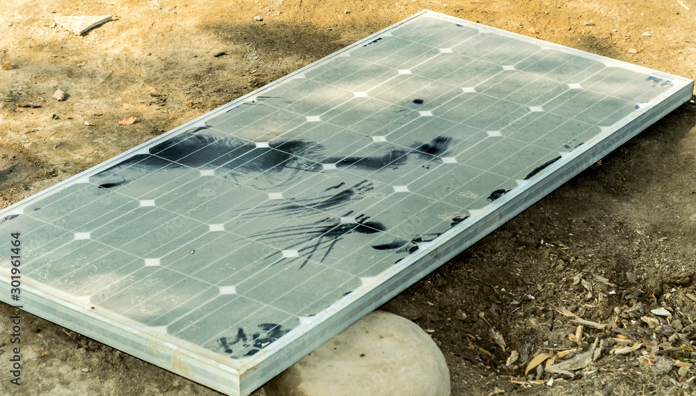 dusty and dirty solar panels is being cleaning Stock Photo | Adobe Stock