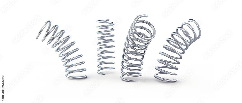 metal jumping spring isolated on a white background 3D illustration, 3D ...