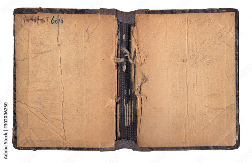 Vintage old book cover isolated on white Stock Photo | Adobe Stock