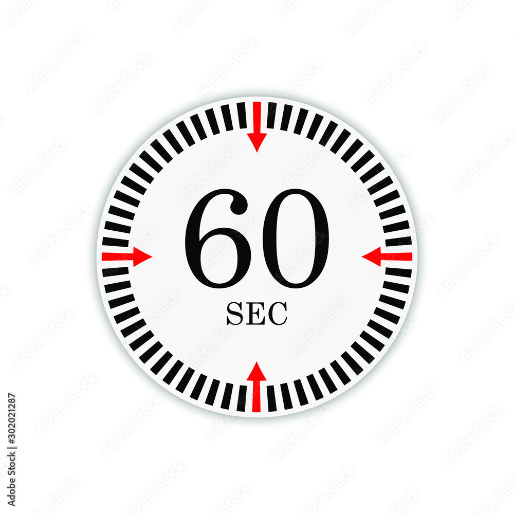 60 second countdown time, digital stopwatch chronometer clock isolated ...