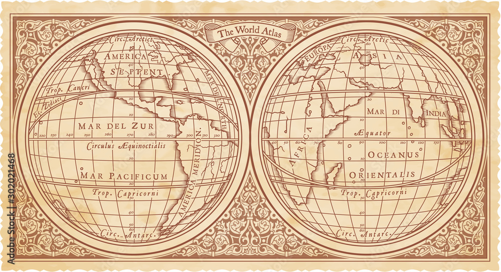 Vector replica of the old map Stock Vector | Adobe Stock