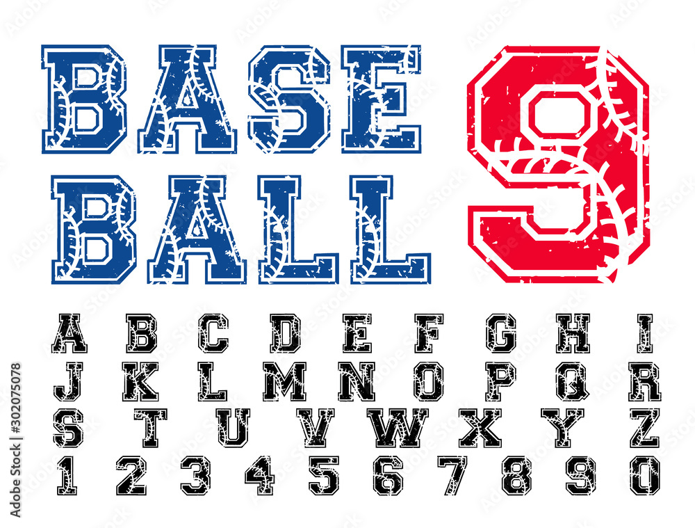 Varsity distressed font, college alphabet, sport font, letters and ...