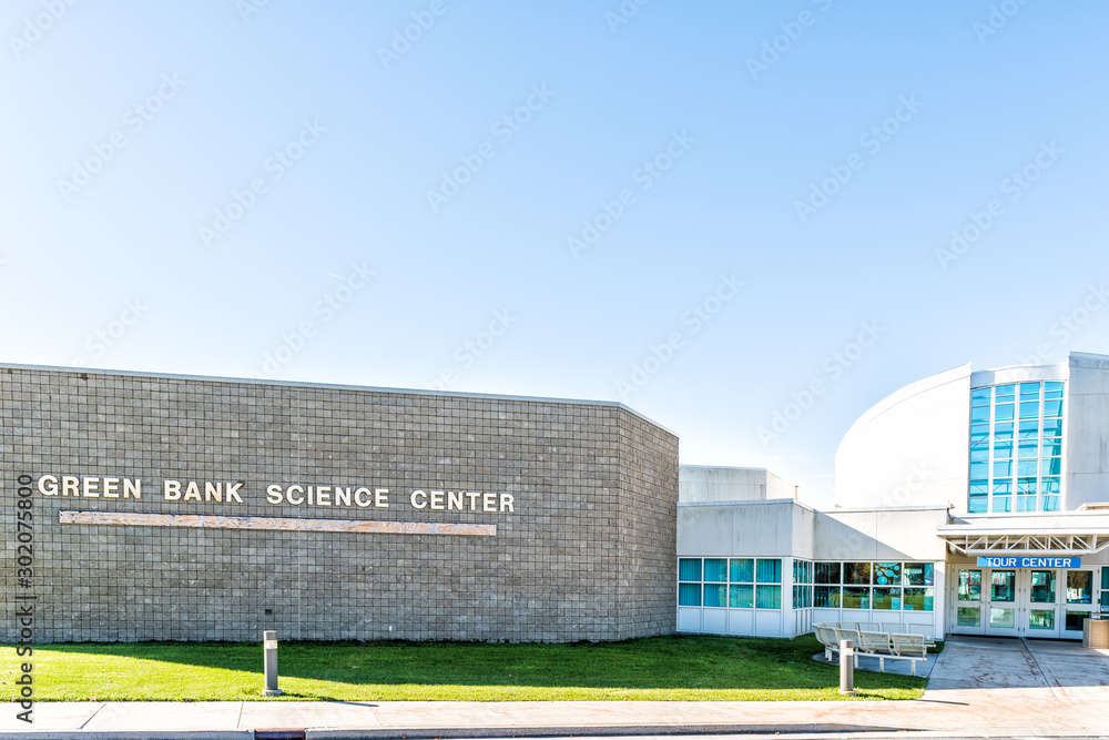 Green Bank, USA - October 18, 2017: Sign for Green Bank radio Telescope ...