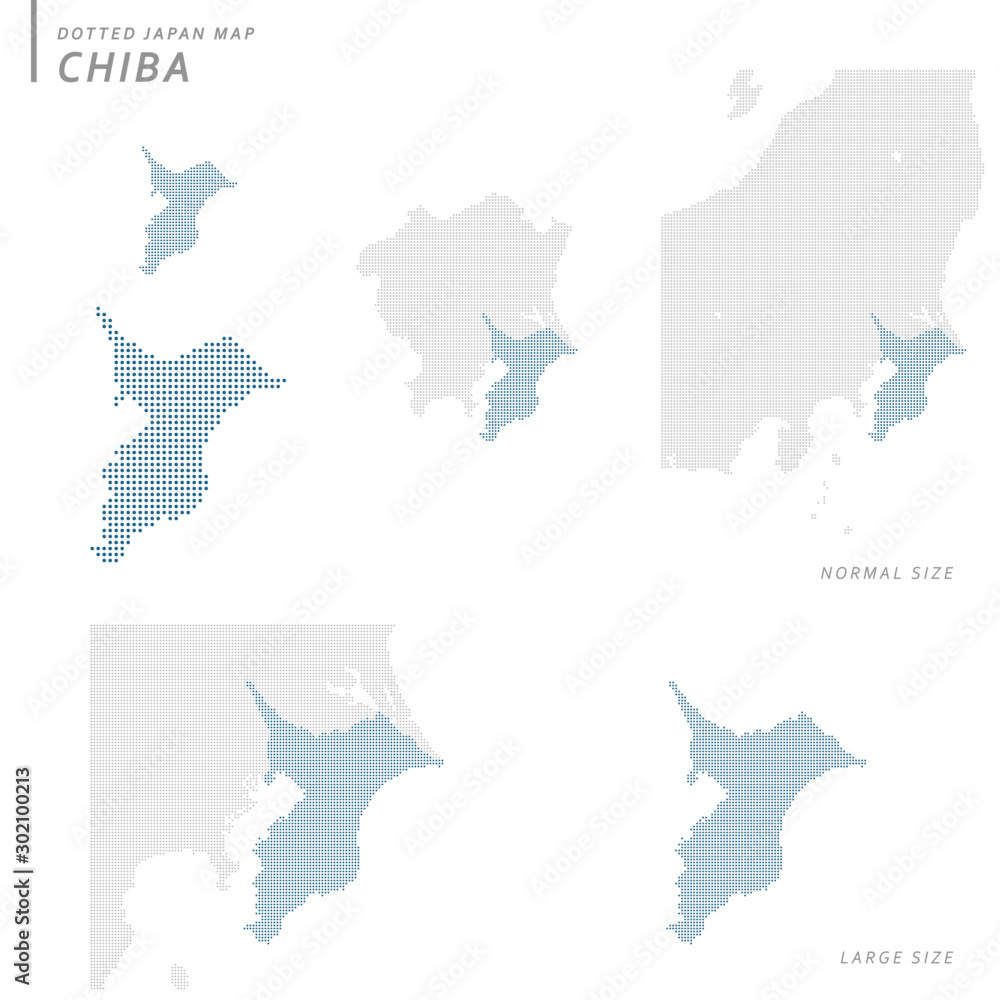 dotted Japan map, Chiba Stock Vector | Adobe Stock