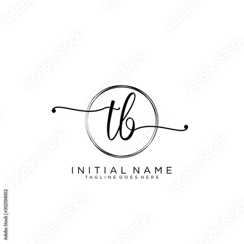 TB Initial handwriting logo with circle template vector. - Buy this ...