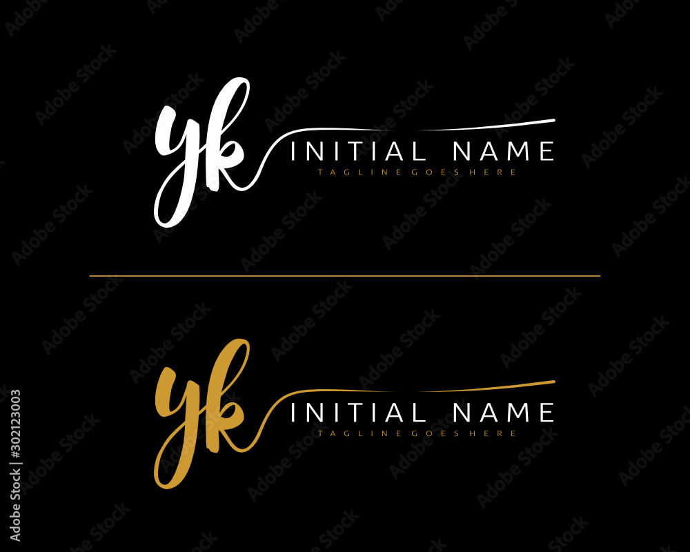 Y K YK Initial handwriting logo vector. Hand lettering for designs ...