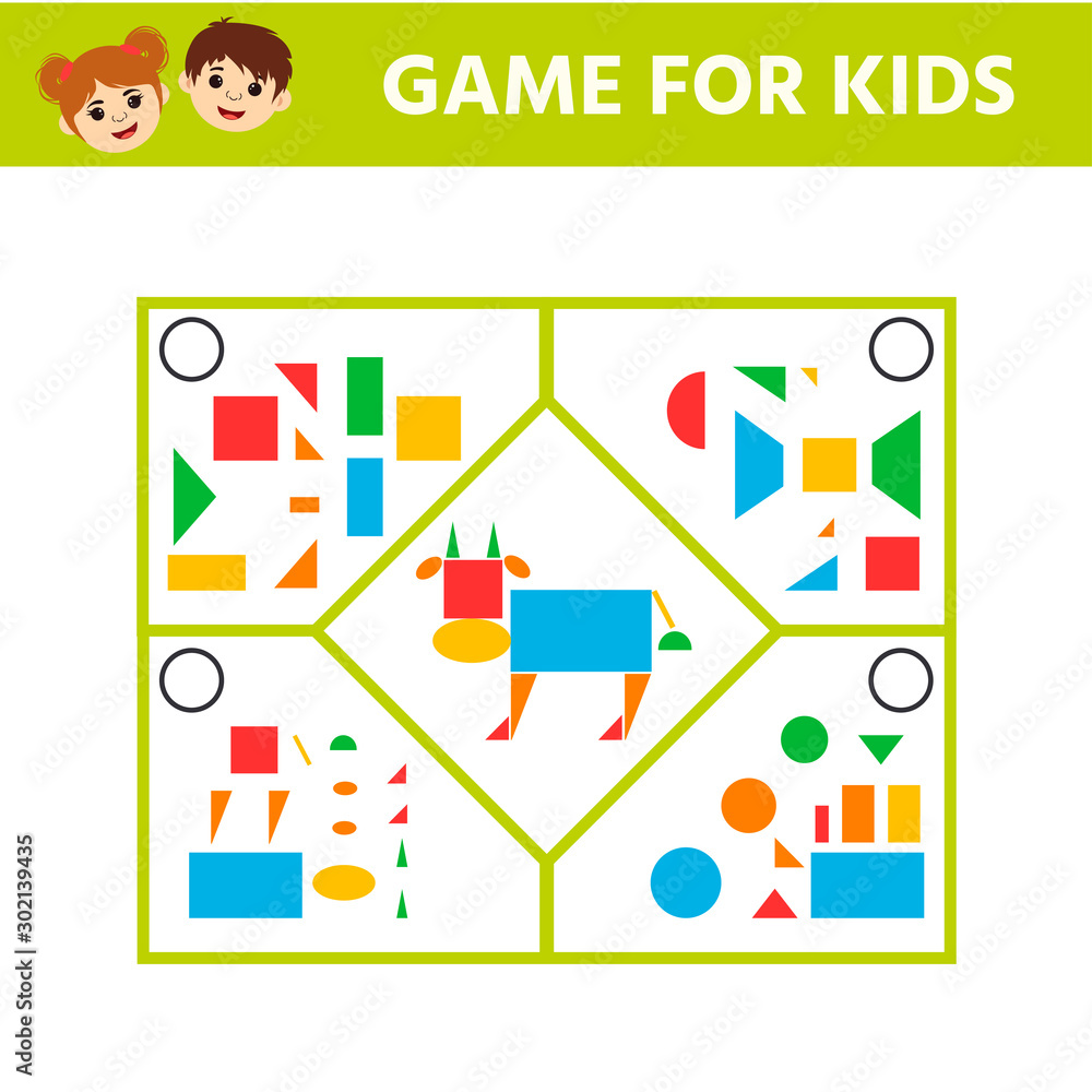 Vector de Stock Education logic game for preschool kids. Connect the ...