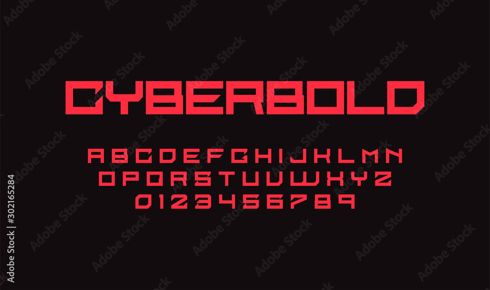 Stylish retro alphabet font in sci fi style. Typography modern space ...