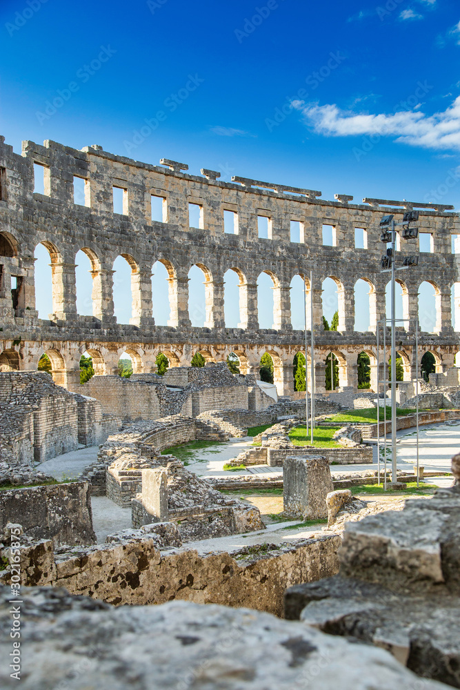 Photo Stock Ancient heritage in Pula, Istria, Croatia. Arches of ...