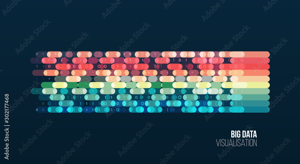 Big data visualization. Abstract background with lines array and binary ... Big data visualization. Abstract background with lines array and binary ...
