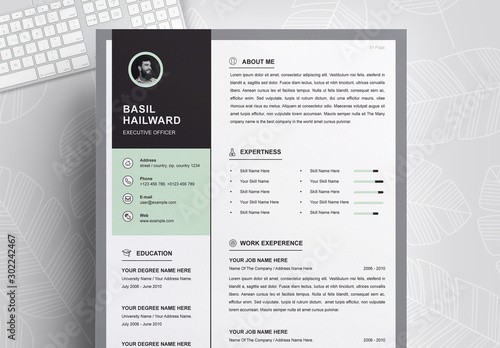 Black and White Resume Layout with Border Stock Template | Adobe Stock