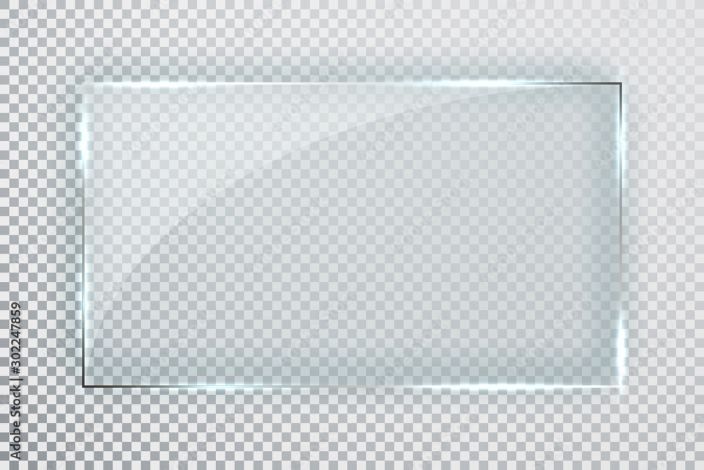 Glass plates set. Glass banners on transparent background. Flat glass ...