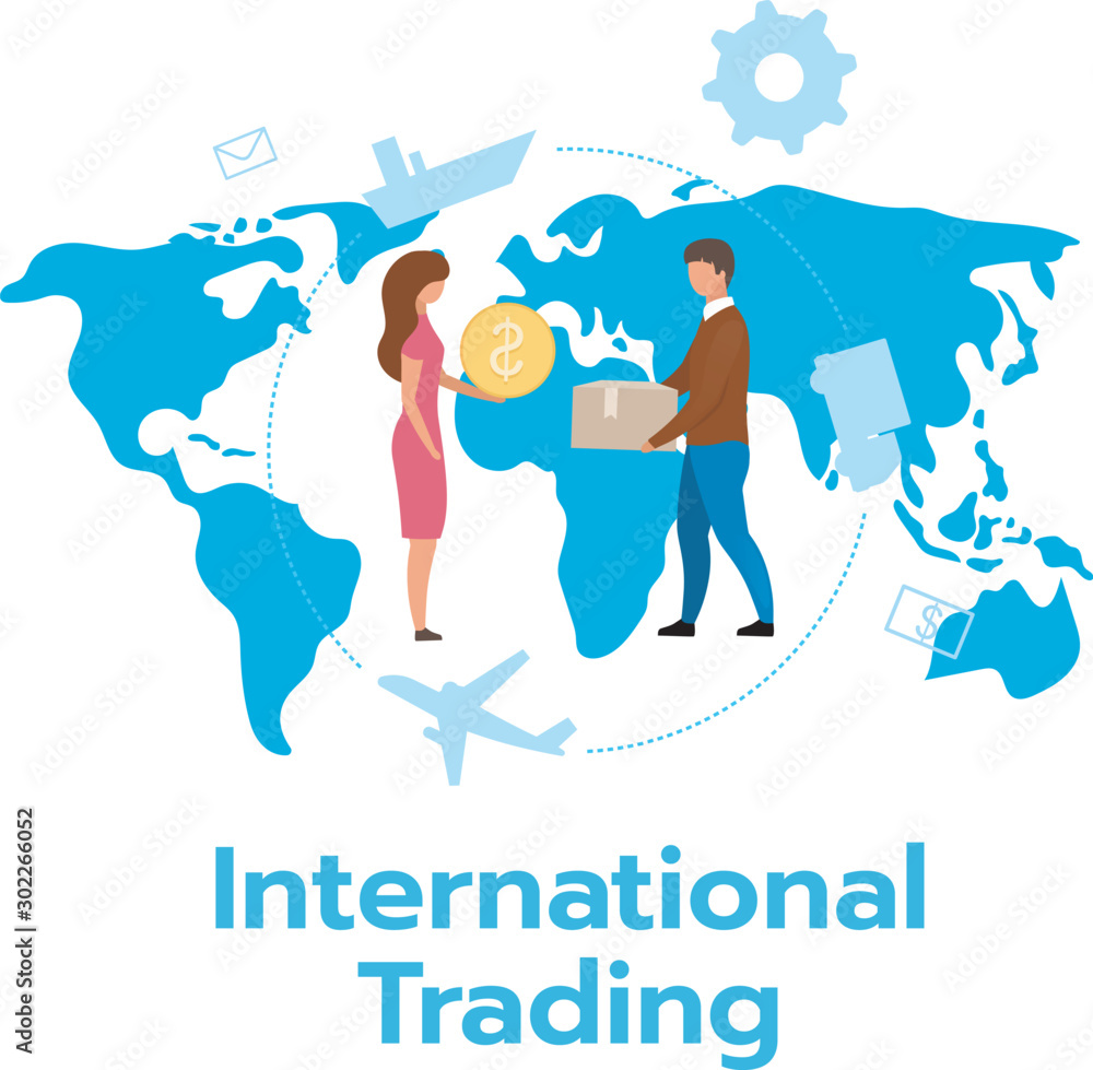 International trading flat vector illustration. Economic transaction ...