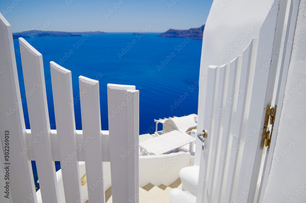 Typical white and colored Greek houses and architecture with amazing ...