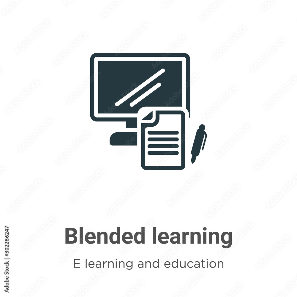 Blended learning vector icon on white background. Flat vector blended ...