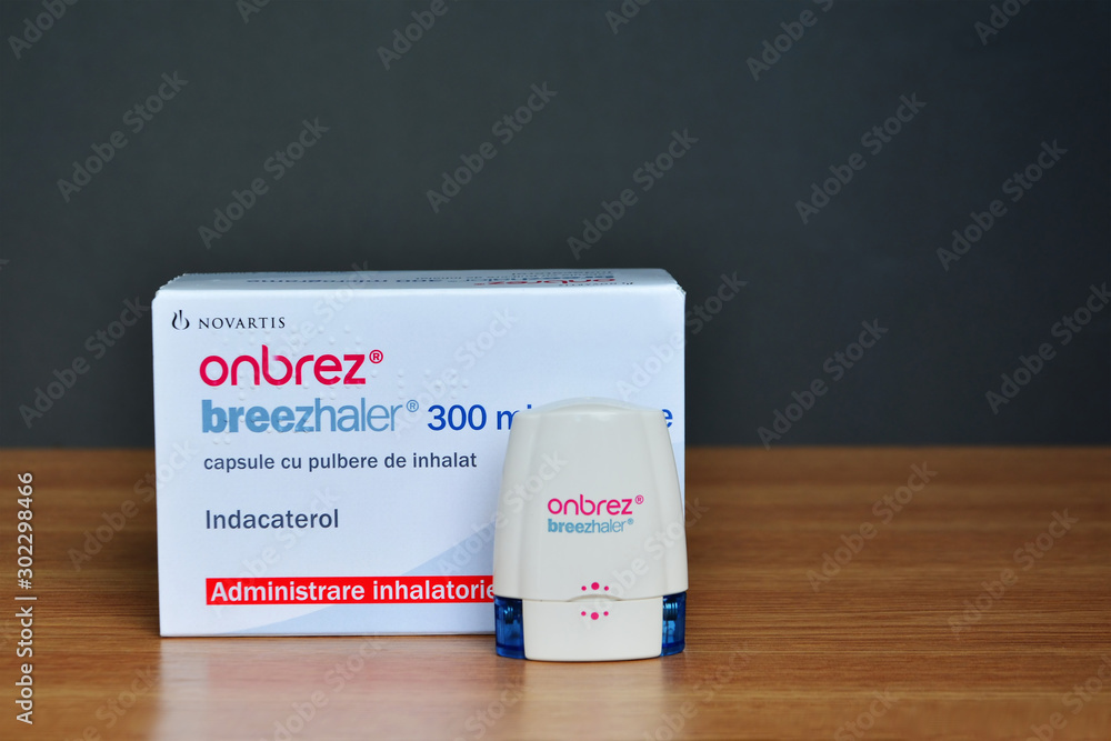 Onbrez Breezhaler, Indacaterol inhaler device and box European ...