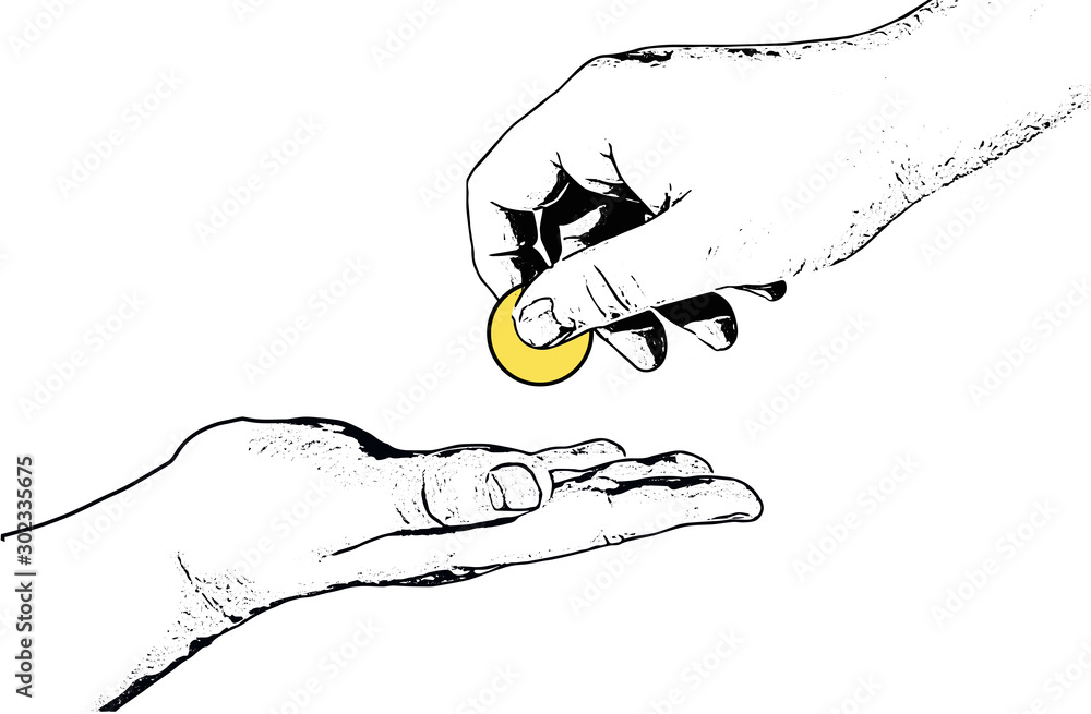 Banner for the eradication of poverty, empty hand and helping hand with ...