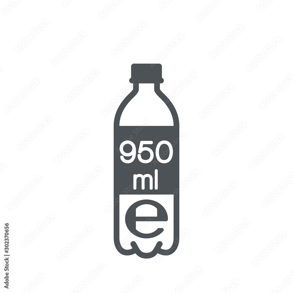 Liter l sign (l-mark) estimated volumes 950 milliliters (ml) Vector ...
