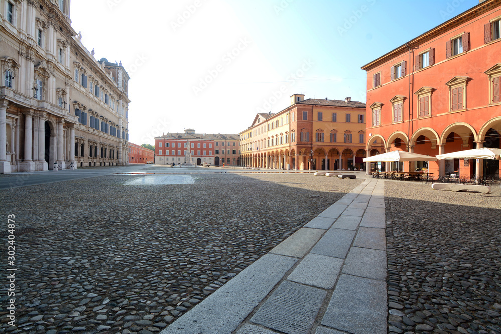 Piazza Roma and the Military Academy in Modena in Emilia-Romagna. It is ...