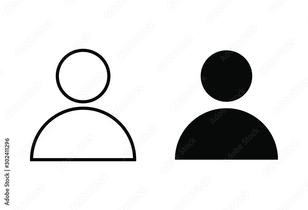 User icon set. Profile symbol button. Person avatar black and outline ...