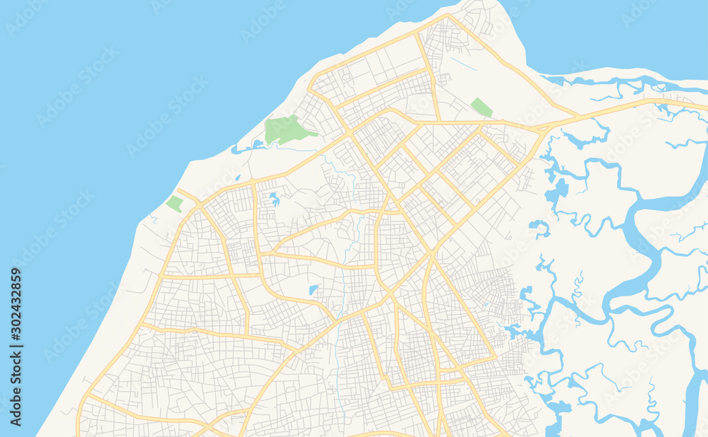 Printable street map of Serekunda, Gambia Stock Vector | Adobe Stock