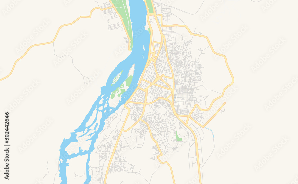 Printable street map of Aswan, Egypt Stock Vector | Adobe Stock