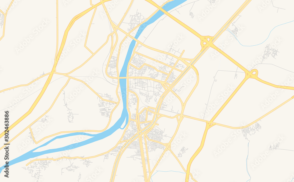 Printable street map of Banha, Egypt Stock Vector | Adobe Stock