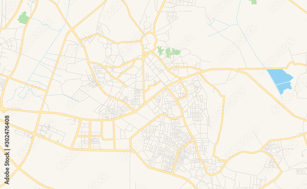 Printable street map of Ouargla, Algeria Stock Vector | Adobe Stock