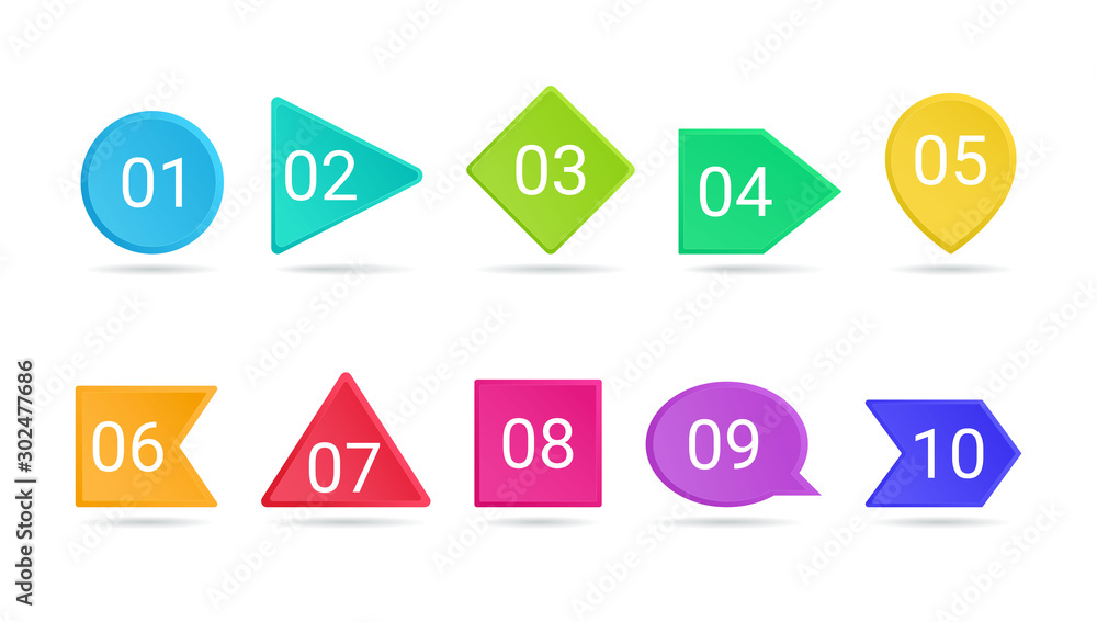 3d bullet point vector illustration set - isolated bright colorful ...