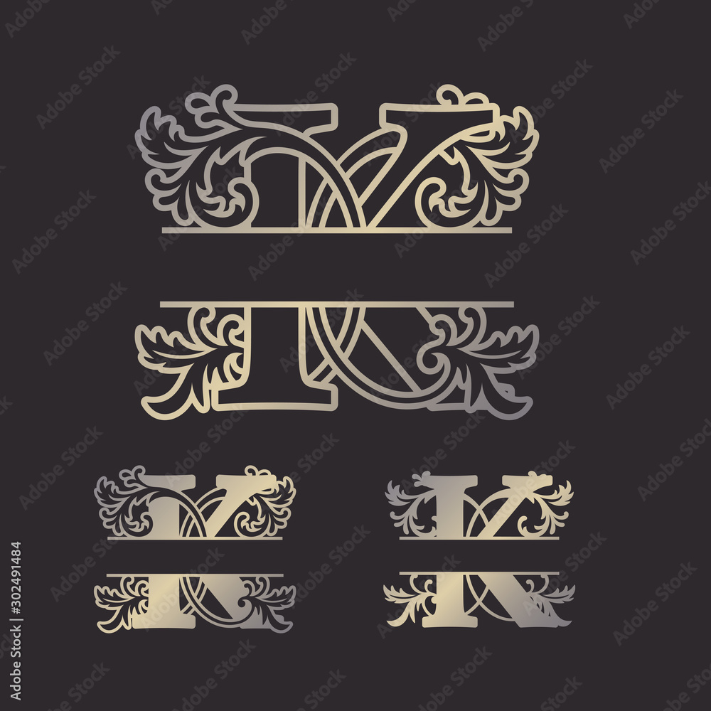 Alphabet Split Monograms, Split Letter Monogram, Alphabet Frame Font ...